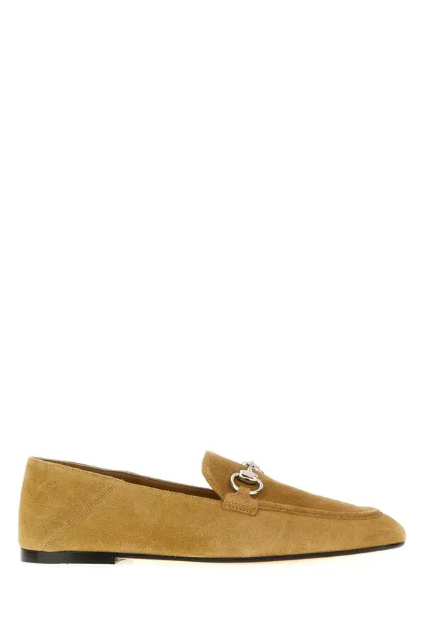 Gucci Beige Suede Jordaan Soft Loafers - Brown