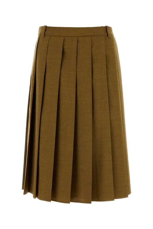 Prada Khaki Wool Skirt - Green