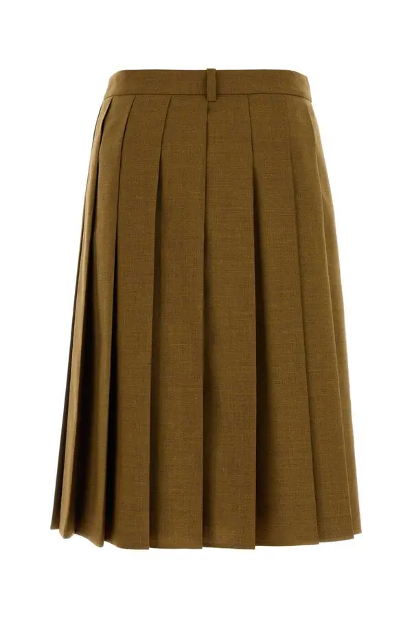 Prada Khaki Wool Skirt - Green