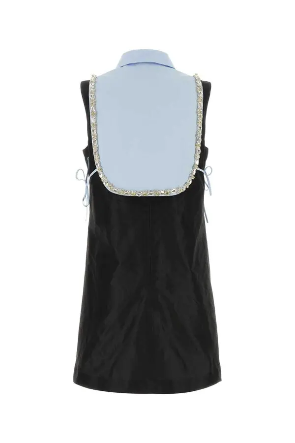Prada Embellished Taffeta Mini Dress - Black