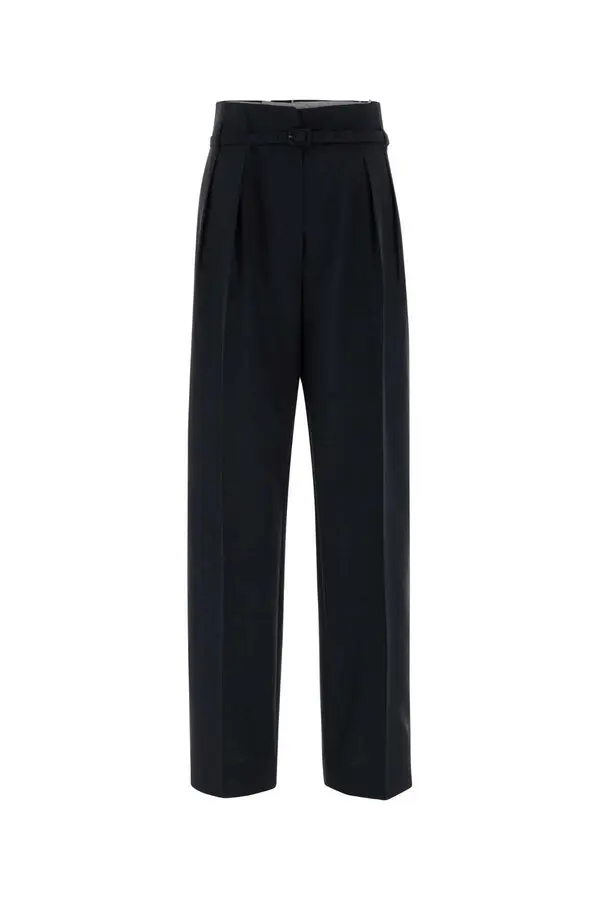 Prada Midnight Wool Blend Palazzo Pants - Blue