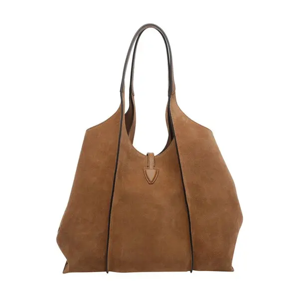 TOD'S Medium Suede T Timeless Shopping Bag - Brown