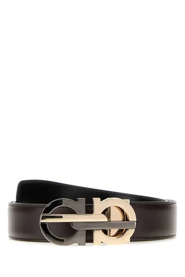 FERRAGAMO Salvatore Chocolate Leather Reversible Belt - Brown