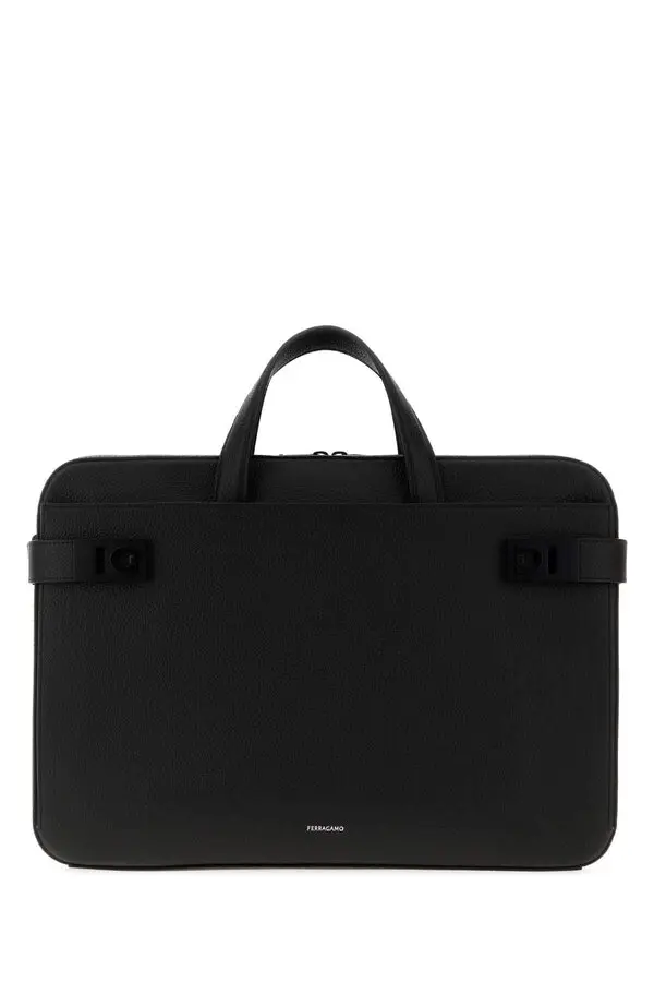 FERRAGAMO Leather Briefcase - Black