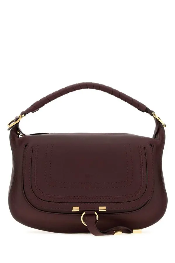 Chloé Aubergine Leather Small Marcie Shoulder Bag