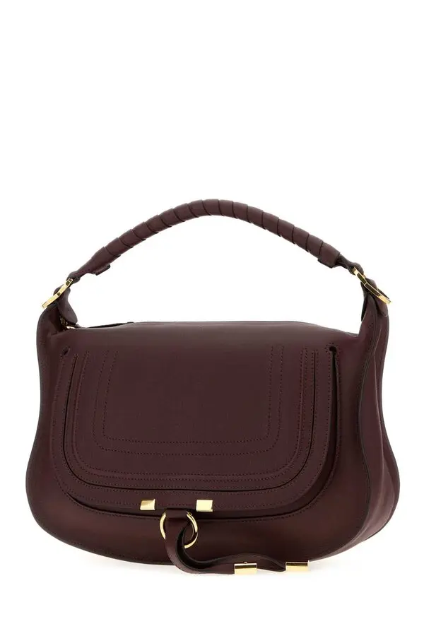 Chloé Aubergine Leather Small Marcie Shoulder Bag