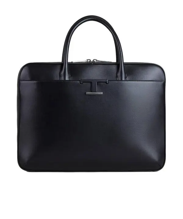TOD'S Zipped Top Handle Medium Briefcase - Black