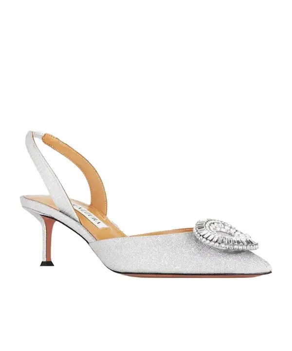AQUAZZURA 105mm Crystal Embellished Sling Pumps