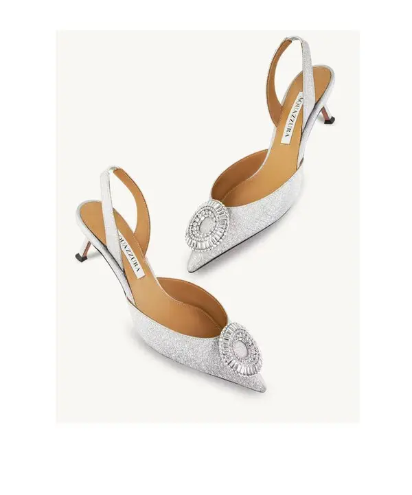 AQUAZZURA 105mm Crystal Embellished Sling Pumps