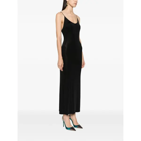 Saint Laurent Backless Maxi Dress With Chain Detail - Black