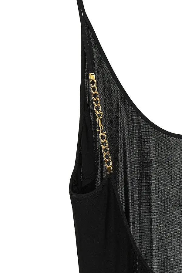 Saint Laurent Backless Maxi Dress With Chain Detail - Black
