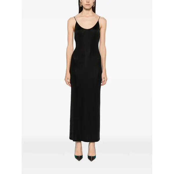 Saint Laurent Backless Maxi Dress With Chain Detail - Black