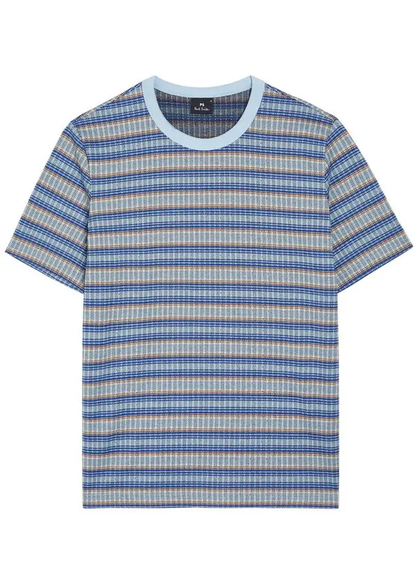 Paul Smith Striped Cotton-blend T-shirt - Light Blue