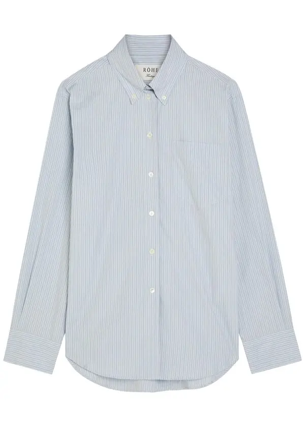 RÓHE Striped Cotton Oxford Shirt - White