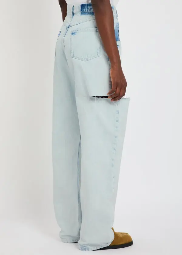 MAISON MARGIELA Cut-out Wide-leg Jeans - Light Blue