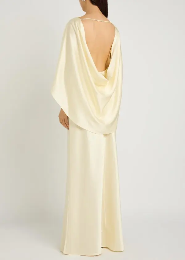 HEIRLOME Silk Cape Overlay Maxi Dress - Off White