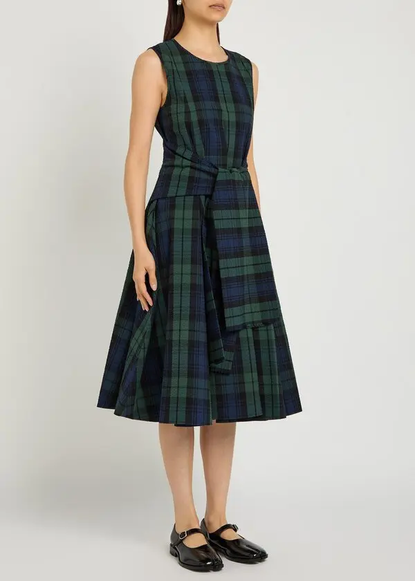 JW Anderson Cloqué Checked Seersucker Midi Dress - Green