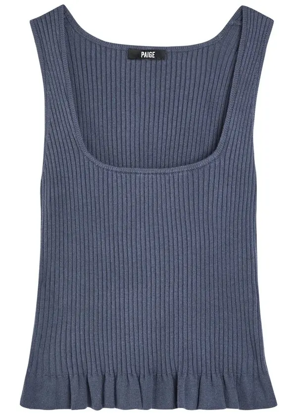 Paige Bronwyn Ribbed Cotton-blend Tank - Navy