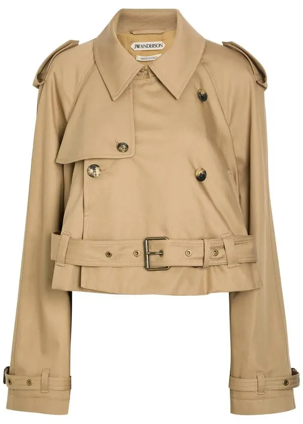 JW Anderson Belted Cropped Cotton Trench Coat - Beige
