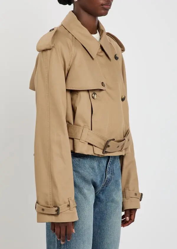 JW Anderson Belted Cropped Cotton Trench Coat - Beige