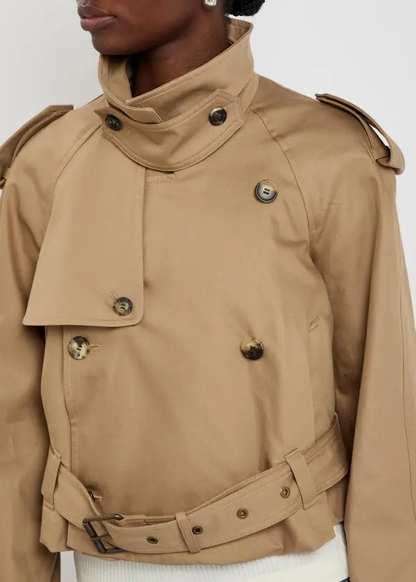 JW Anderson Belted Cropped Cotton Trench Coat - Beige