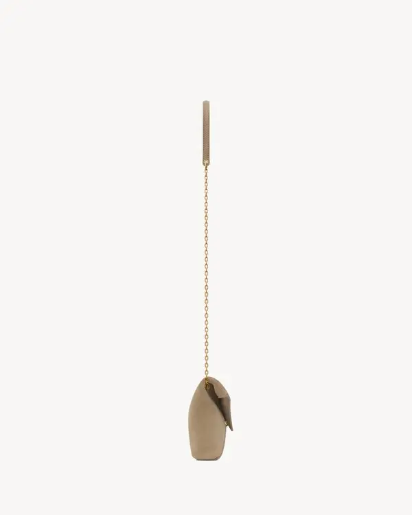 Saint Laurent Cassandre Small Chain Pouch In Suede
