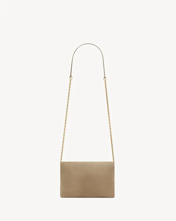 Saint Laurent Cassandre Small Chain Pouch In Suede