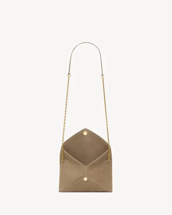 Saint Laurent Cassandre Small Chain Pouch In Suede