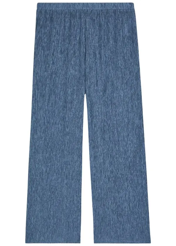 Eileen Fisher Crinkled Wide-leg Woven Trousers - Blue