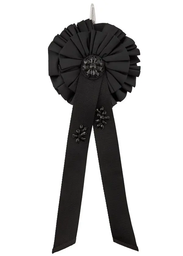 Simone Rocha Ribbon Rosette Embellished Nylon Coin Purse - Black