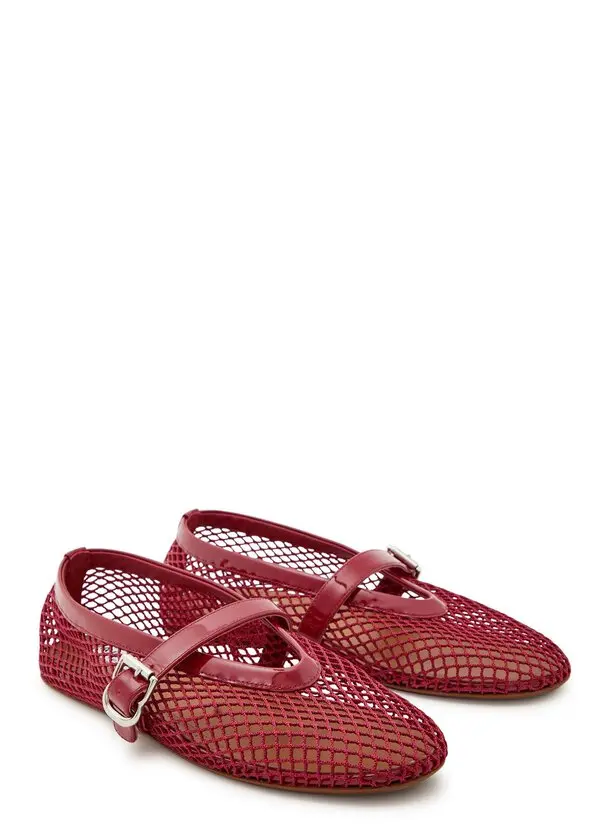 Alaïa Mesh And Glossed Leather Ballet Flats