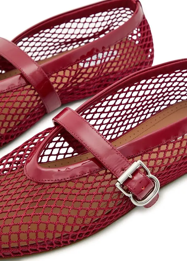Alaïa Mesh And Glossed Leather Ballet Flats