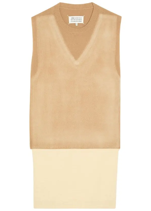 MAISON MARGIELA Fuse Colour-blocked Wool Vest - Cream