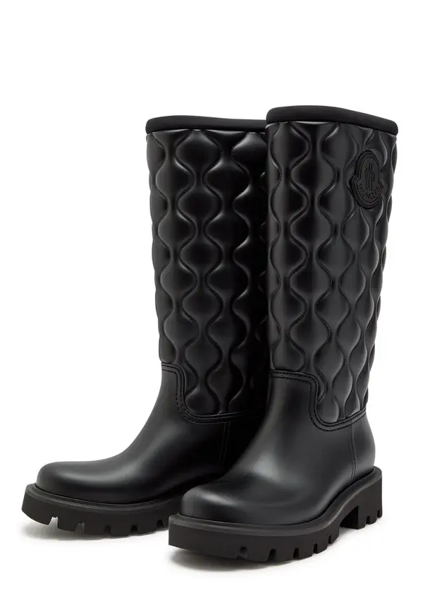 Moncler Kickstream Quilted Rubber Wellington Boots - Black