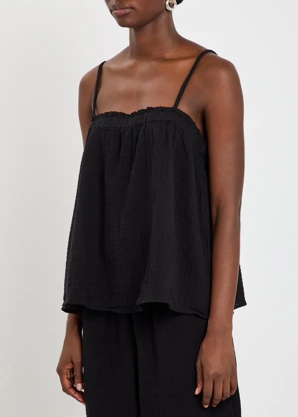Eileen Fisher Organic Cotton Cami Top With Square Neck And Tie Straps