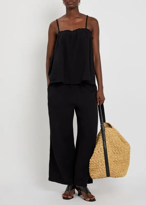 Eileen Fisher Organic Cotton Cami Top With Square Neck And Tie Straps