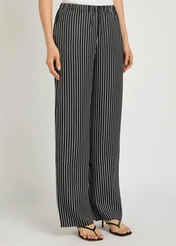 Maria Mcmanus Striped Wide-leg Satin Trousers - Black
