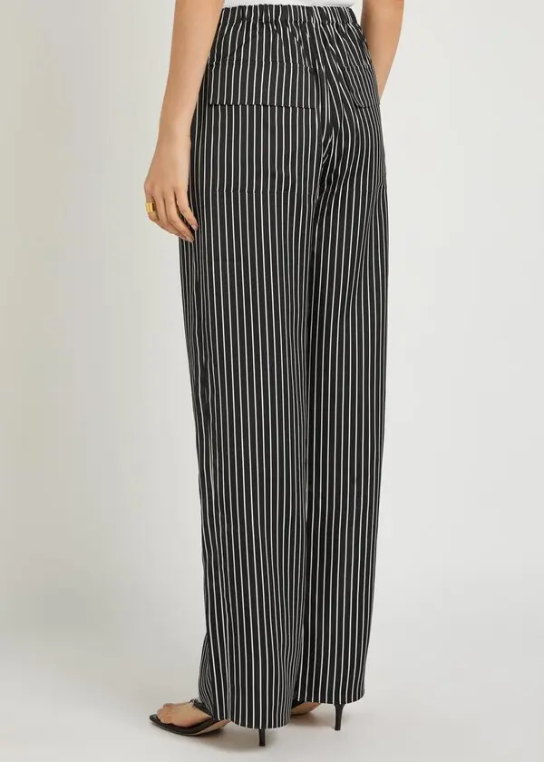 Maria Mcmanus Striped Wide-leg Satin Trousers - Black