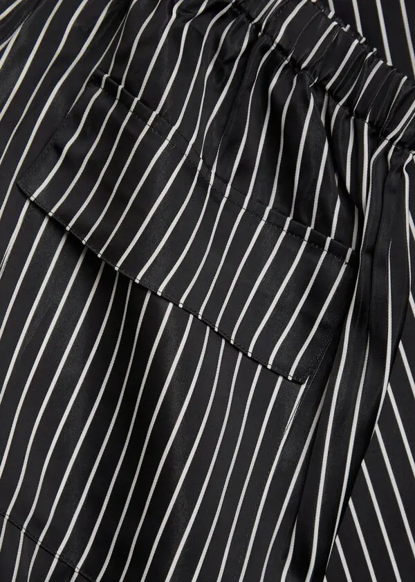 Maria Mcmanus Striped Wide-leg Satin Trousers - Black