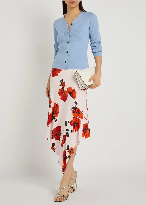 EMILIA WICKSTEAD Ribbed Wool V-neck Cardigan