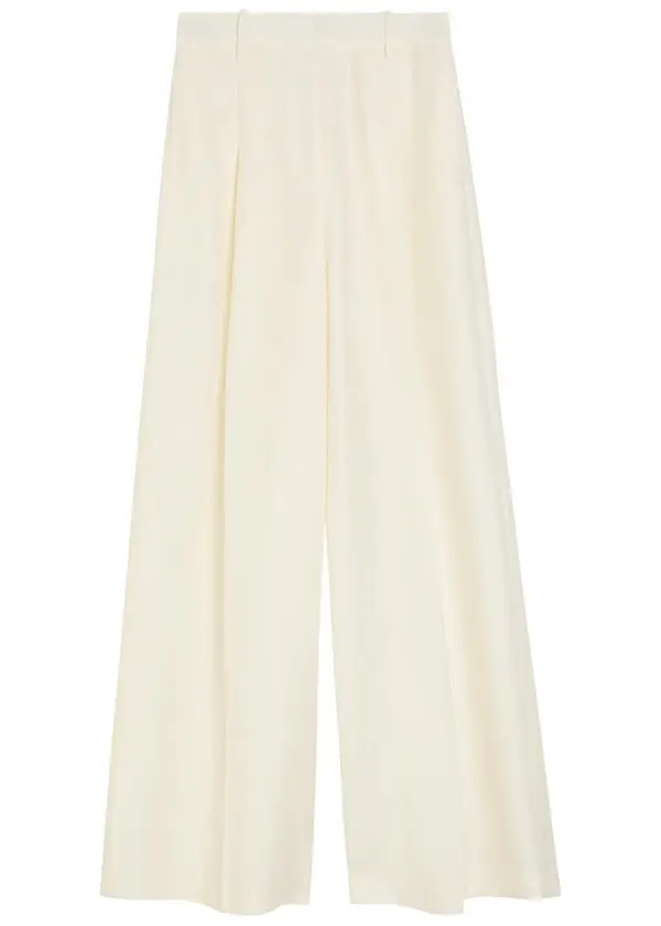 HEIRLOME Laurence Wide-leg Wool And Silk-blend Trousers - Ivory