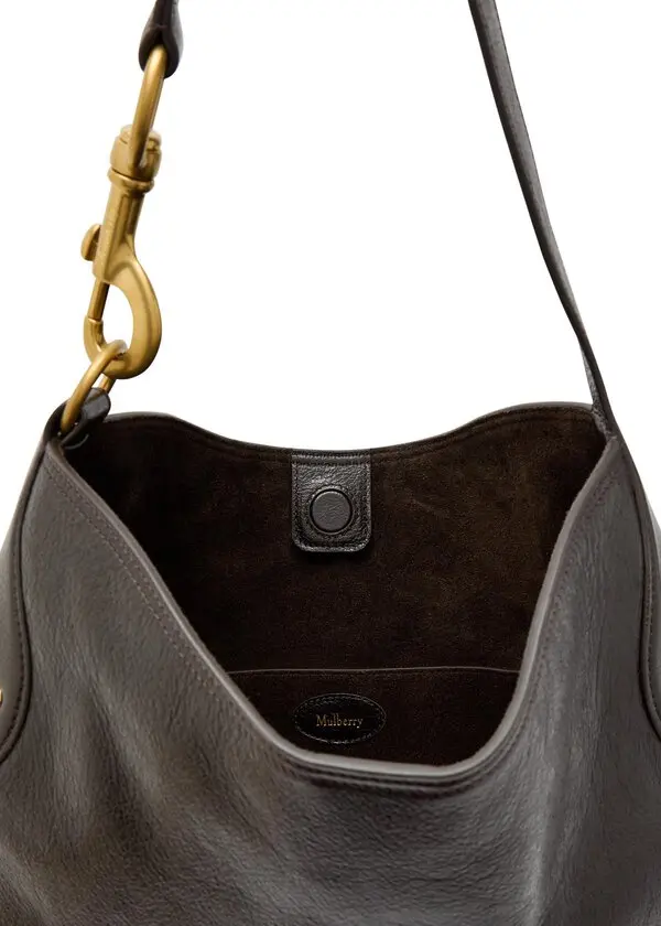 Mulberry Hackney Glossed Grained Leather Shoulder Bag