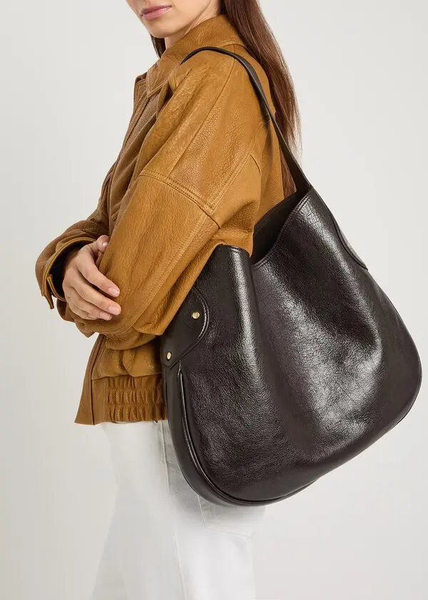 Mulberry Hackney Glossed Grained Leather Shoulder Bag