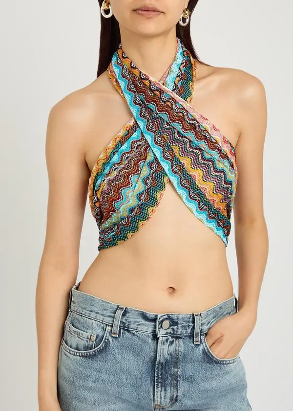 Missoni Zigzag Fringed Fine-knit Scarf