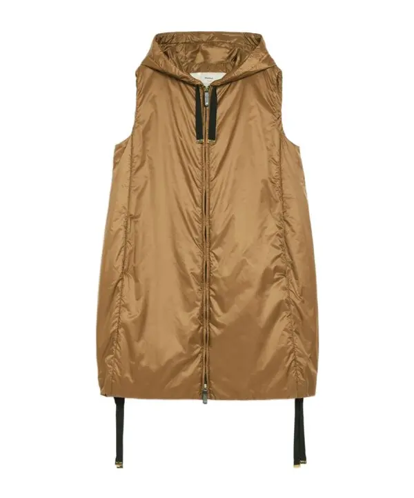 Max Mara Sleeveless Hooded Puffer Jacket - Caramel