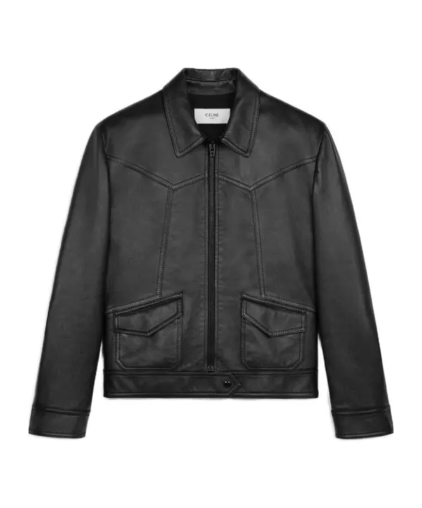 Celine Loose Blouson Jacket In Soft Lambskin