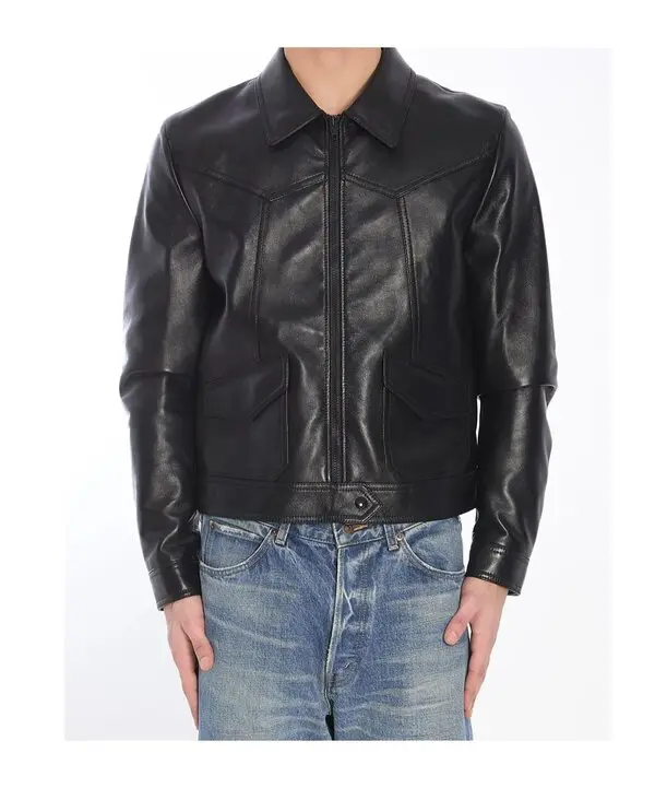 Celine Loose Blouson Jacket In Soft Lambskin