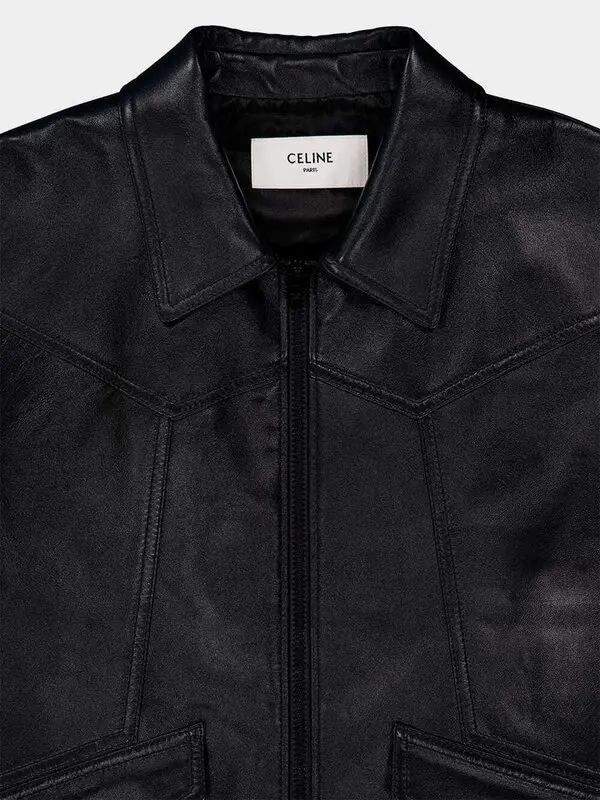 Celine Loose Blouson Jacket In Soft Lambskin
