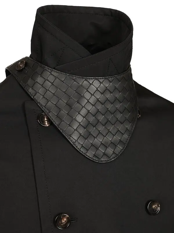 Bottega Veneta Woven Detail Double-breasted Coat - Black