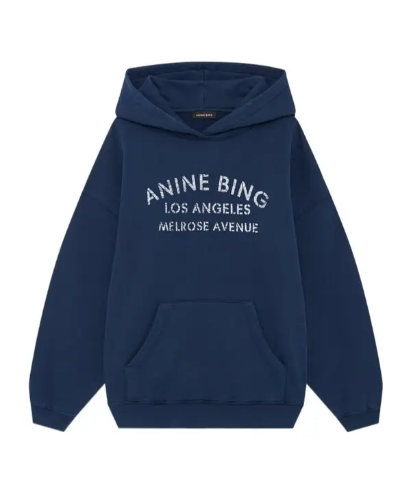ANINE BING Harvey Long Sleeved Hoodie - Navy Blue